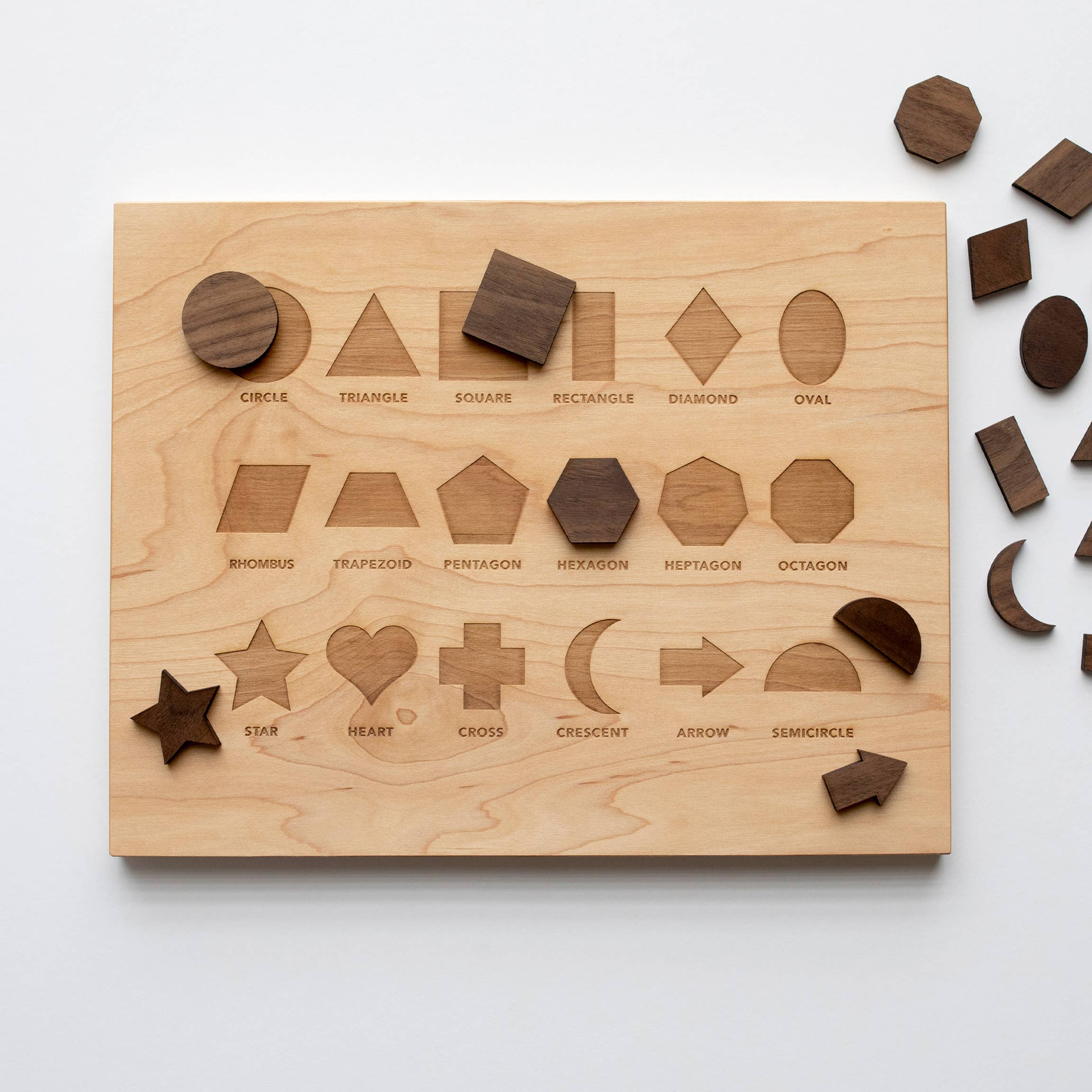 Wooden Shapes Board with Matching Shape Pieces – Free Kid Toy Co.